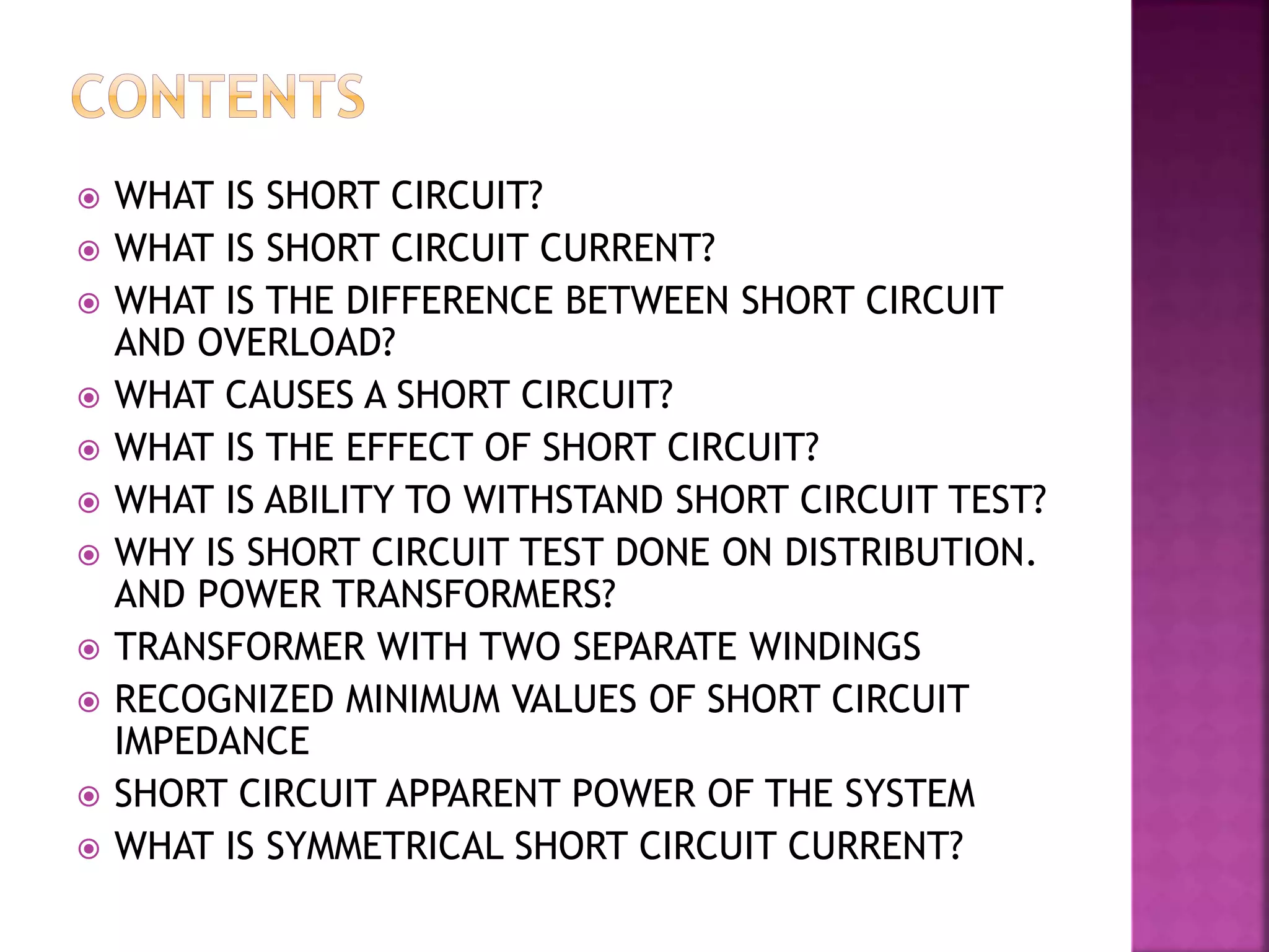 Short circuit test in brief | PPTX