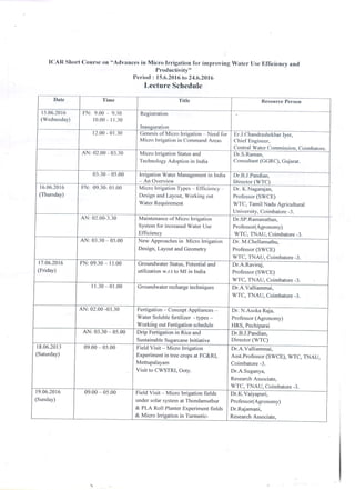 Short course lecture schedule | PDF