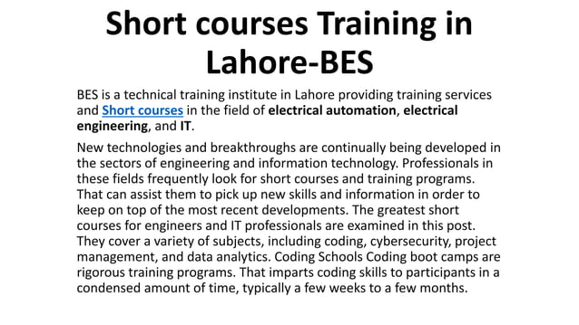 Short courses Training in Lahore-BES.pdf