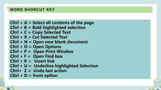 shorcut key for computer | PPT