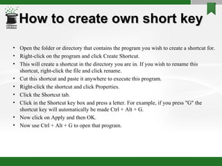 All about shortcut keys | PPT