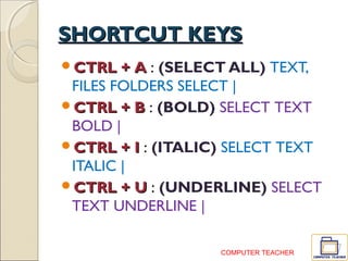 Shortcut keys in Hindi (शॉर्टकट की हिन्दी में) | PDF