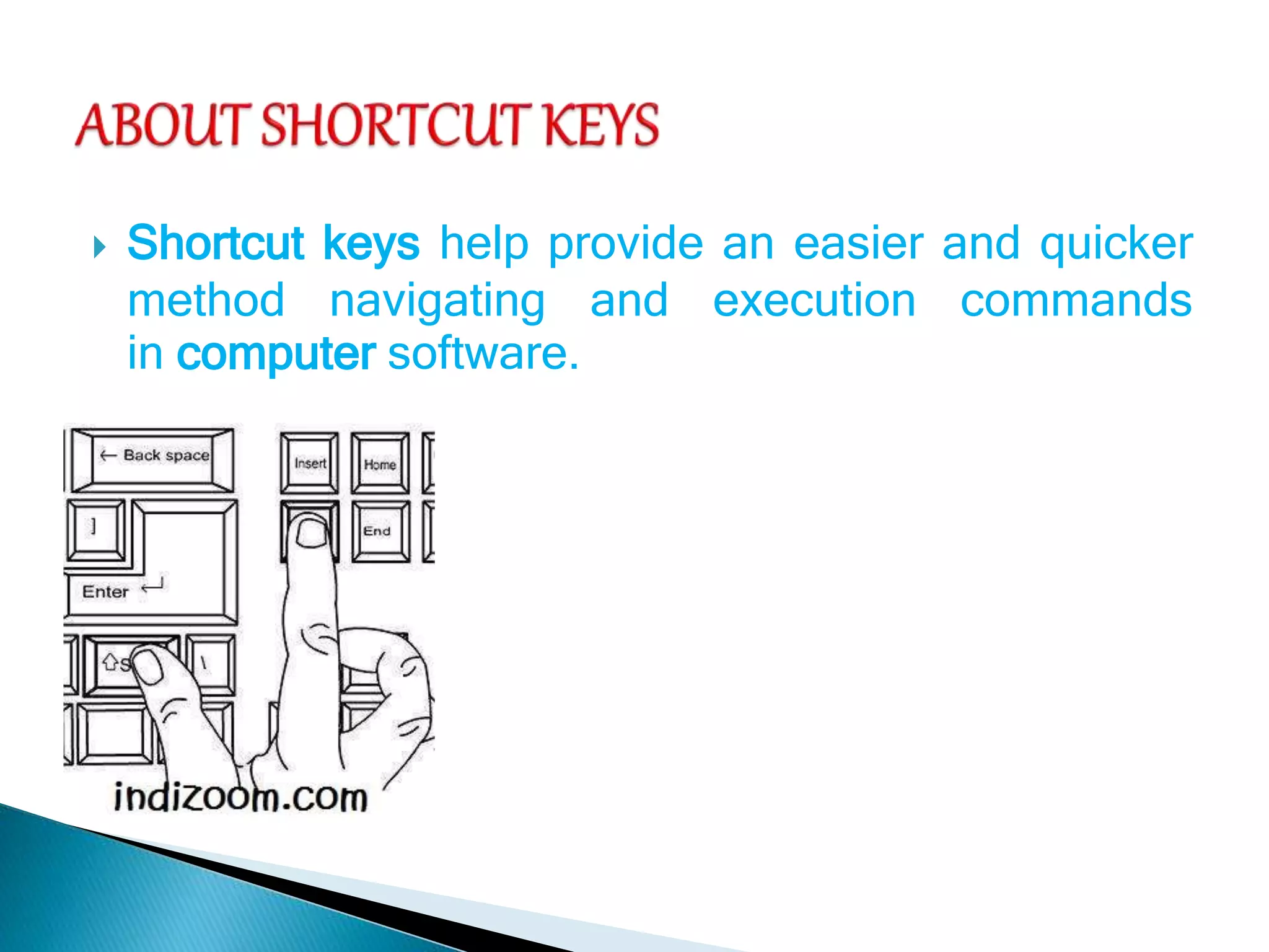 Shortcut Keys Pptx Operating Systems Computer Software And Applications