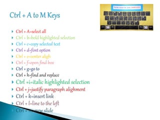 Shortcut keys | PPTX