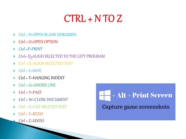 Shortcut keys | PPTX | Operating Systems | Computer Software and Applications