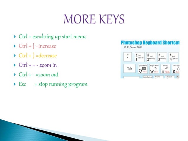 Shortcut keys | PPTX | Operating Systems | Computer Software and Applications