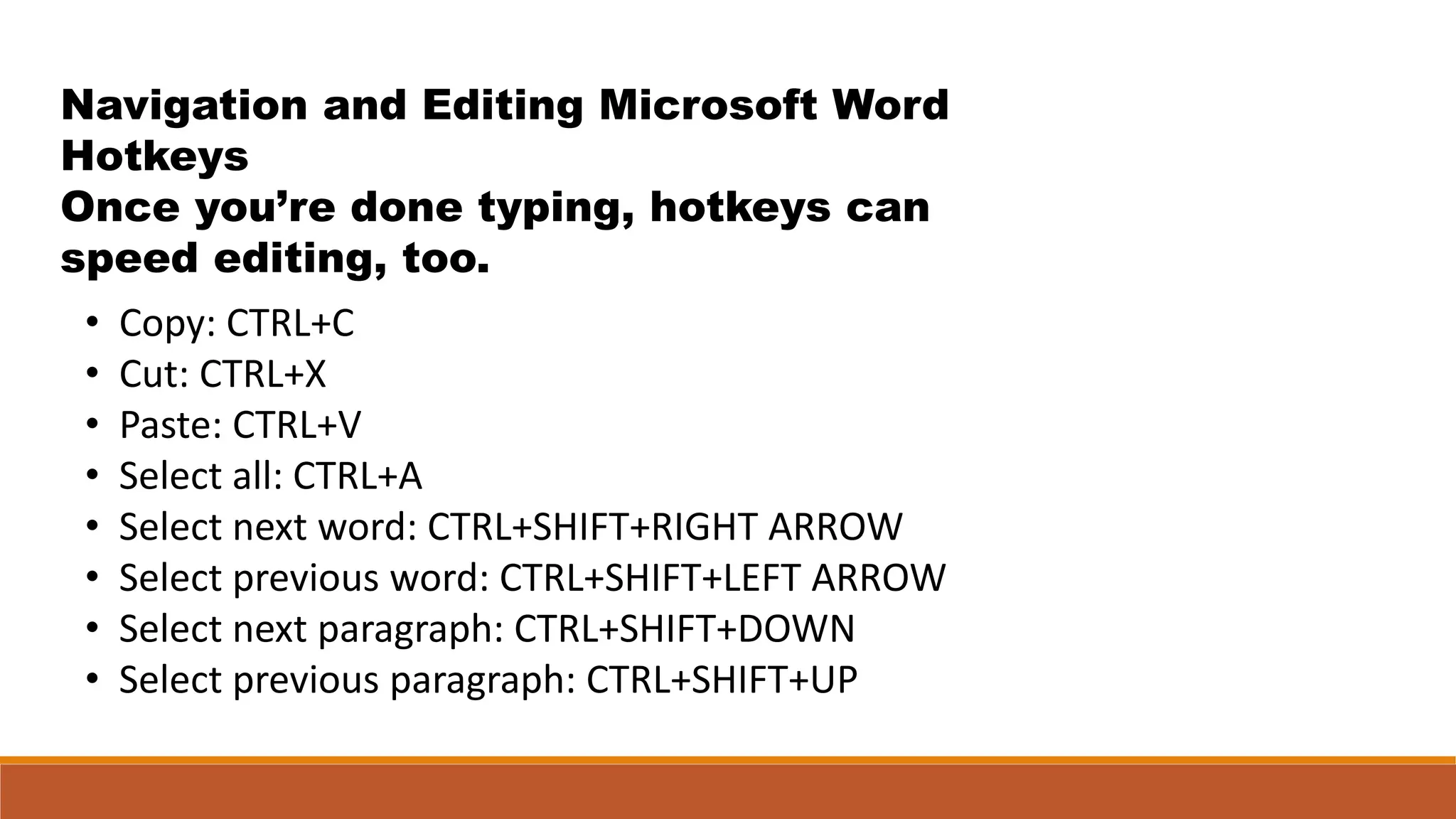 SHORTCUT KEYS MICROSOFT OFFICE WORD .pptx