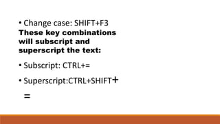 SHORTCUT KEYS MICROSOFT OFFICE WORD .pptx