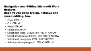 SHORTCUT KEYS MICROSOFT OFFICE WORD .pptx