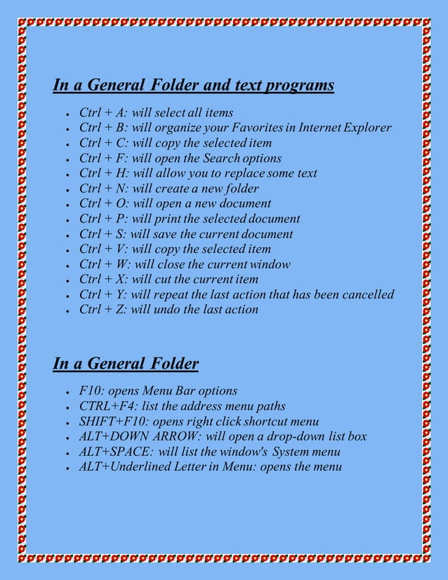 Shortcut keys of windows operating system and windows | DOCX