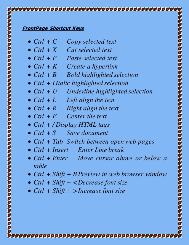 Shortcut keys of windows operating system and windows