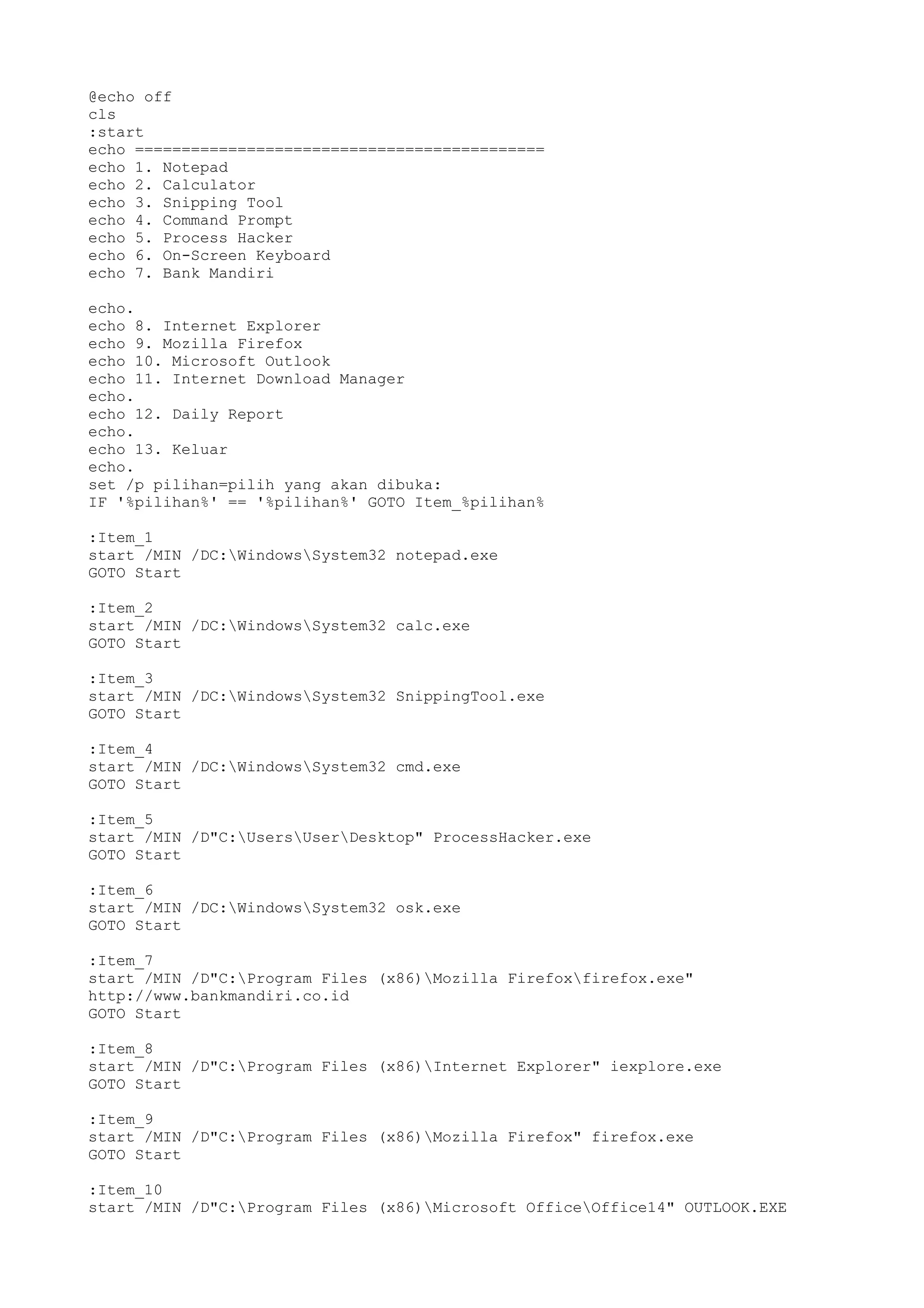 Shortcuts dot batch | TXT