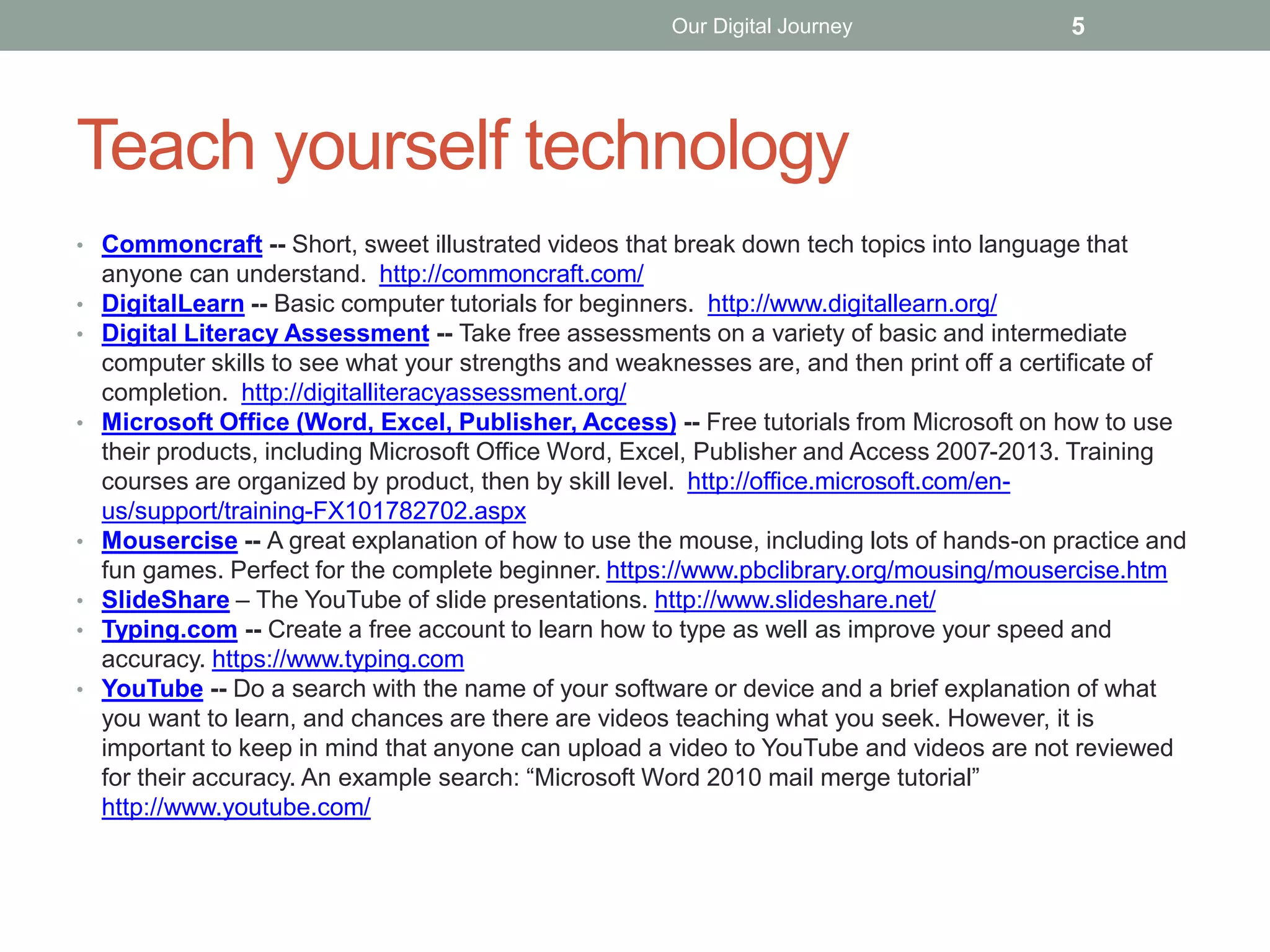 Shortcuts for digital literacy support v2 | PPTX