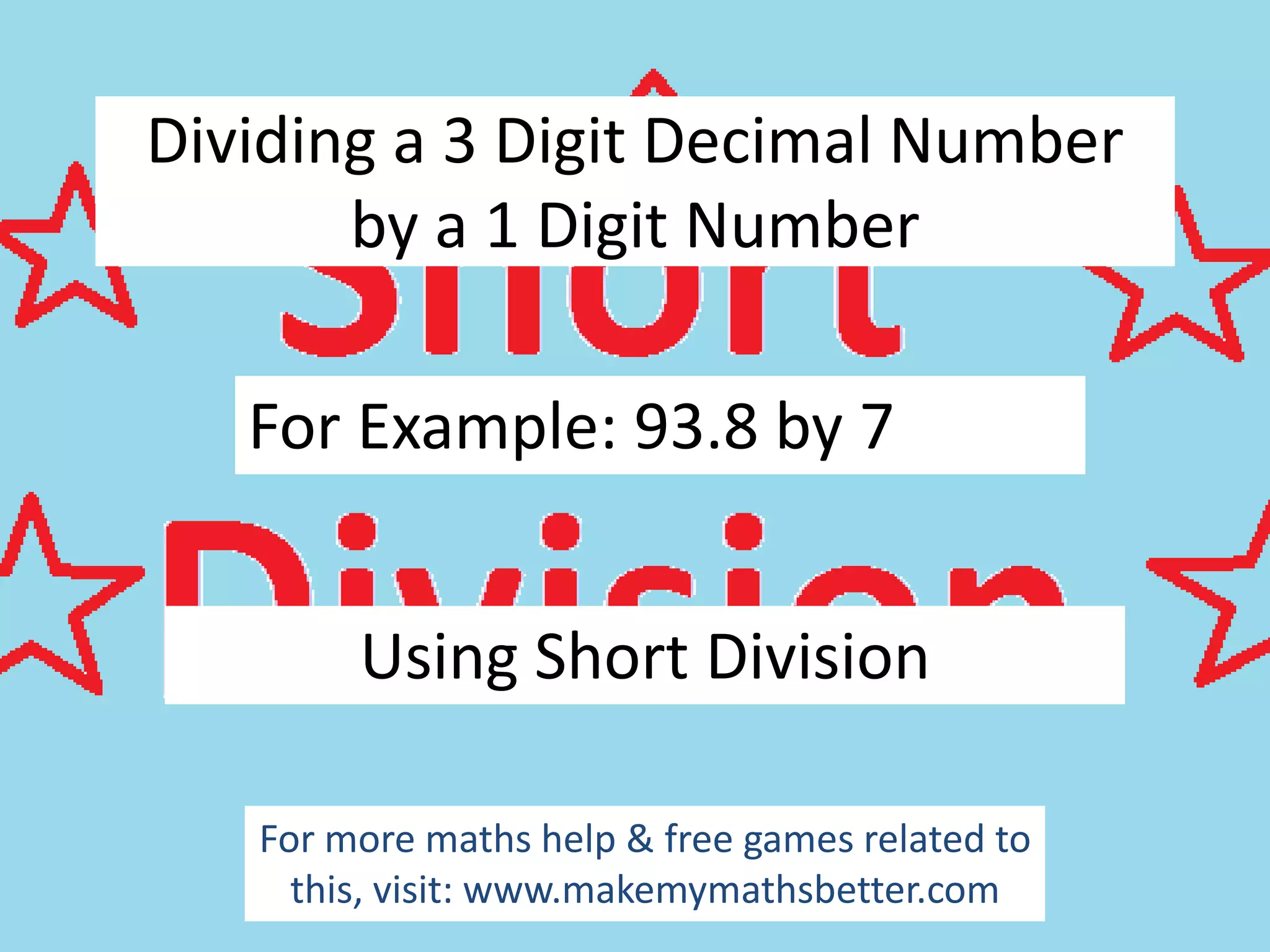 Short Division Of Decimals | PPTX