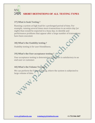 Short definitions of all testing types | DOC | Operating Systems ...