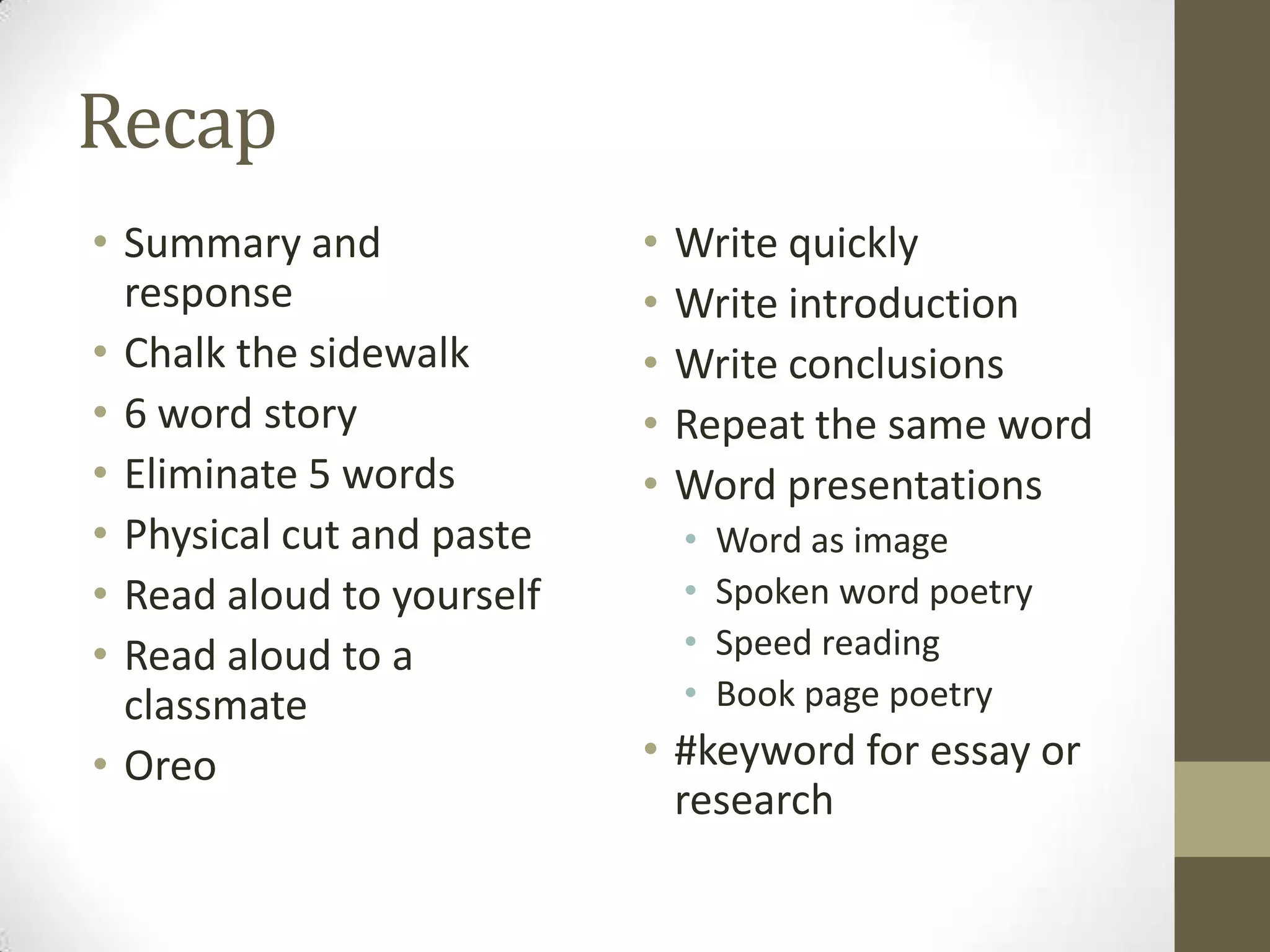 Short, different writing assignments | PPTX | Homework and Study ...