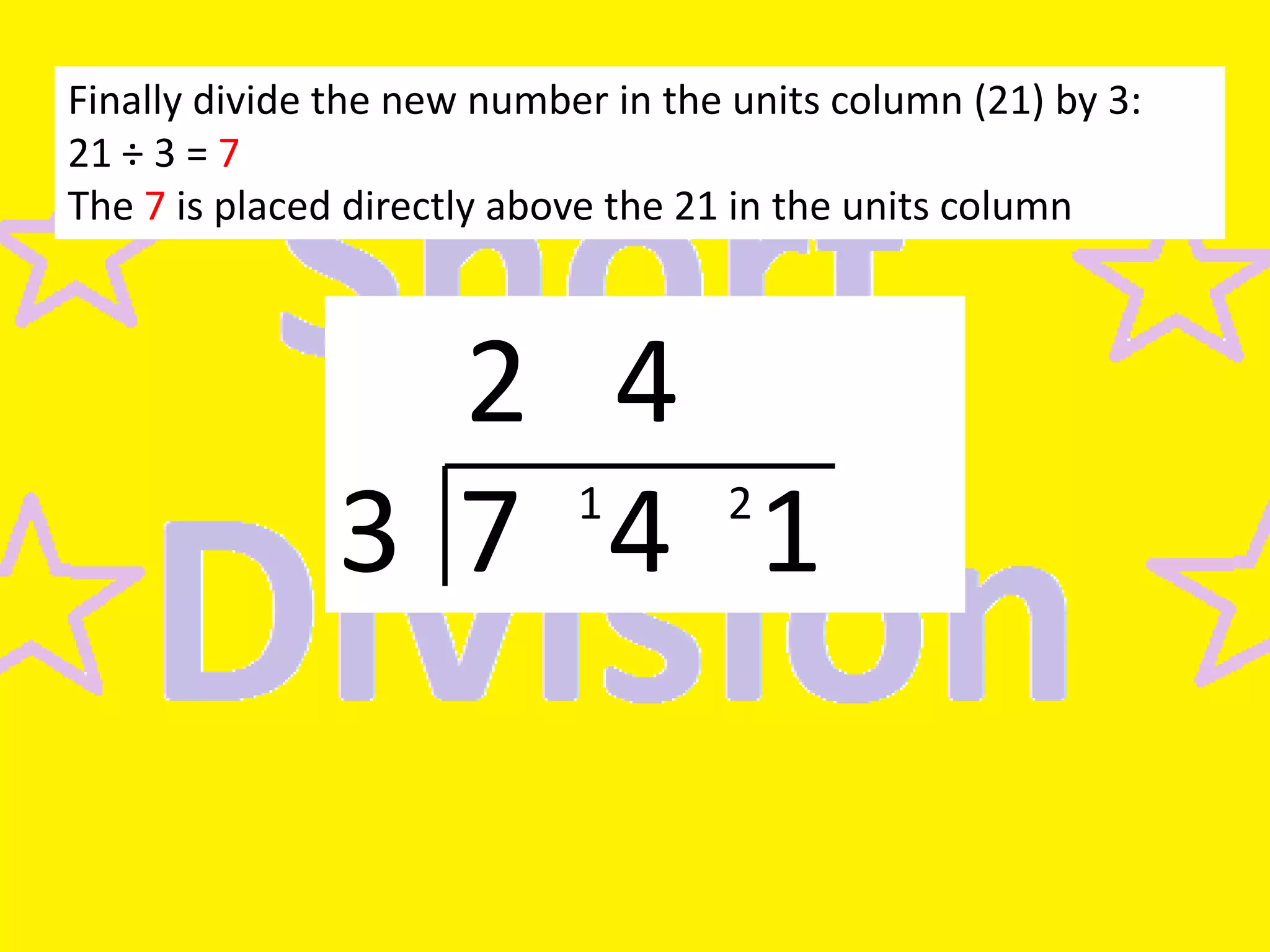 Short Division: 3 Digit by 1 Digit (No Remainder) | PPTX