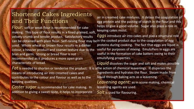 Shortened cake | PPTX | Desserts and Baking | Food & Drink