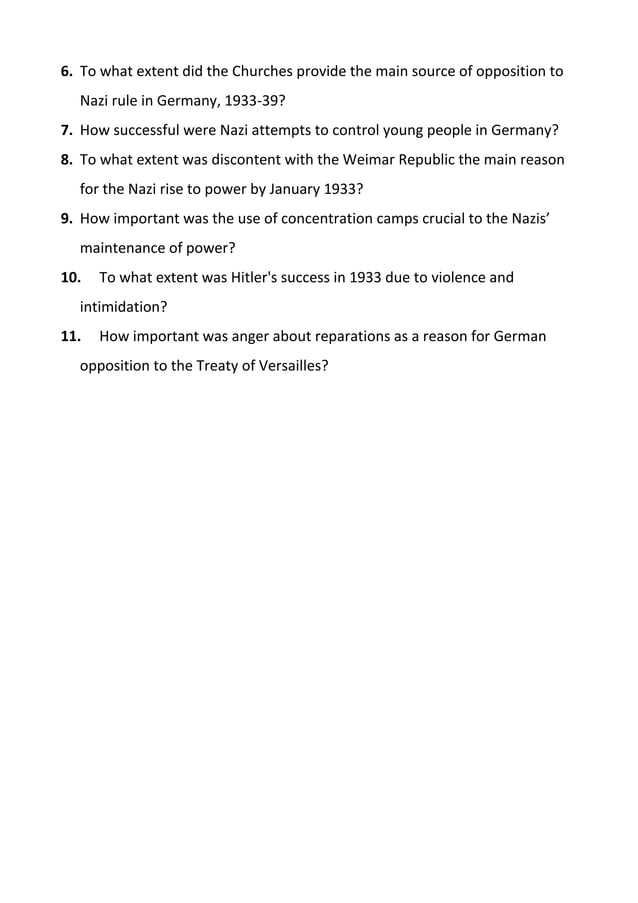 Example National 5 History questions - Short essay | PDF