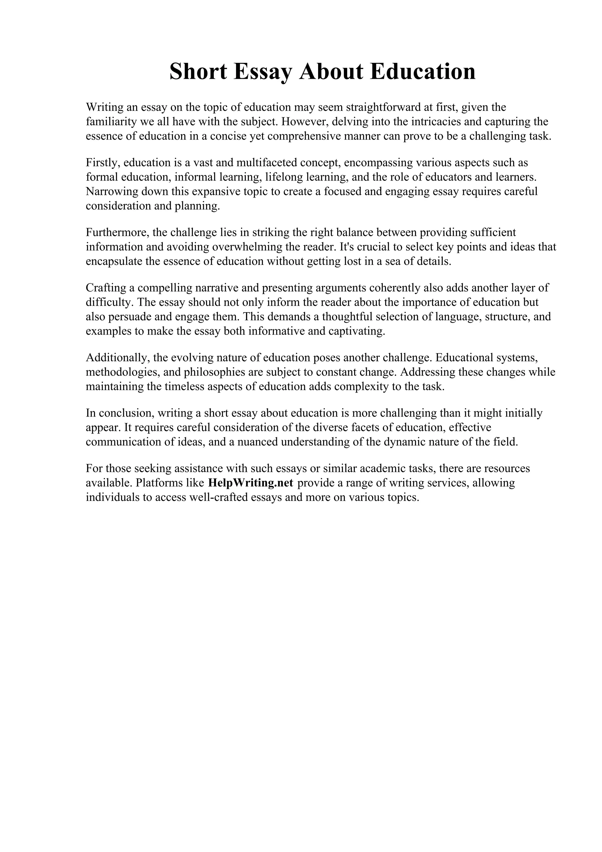 Short Essay About Education | PDF