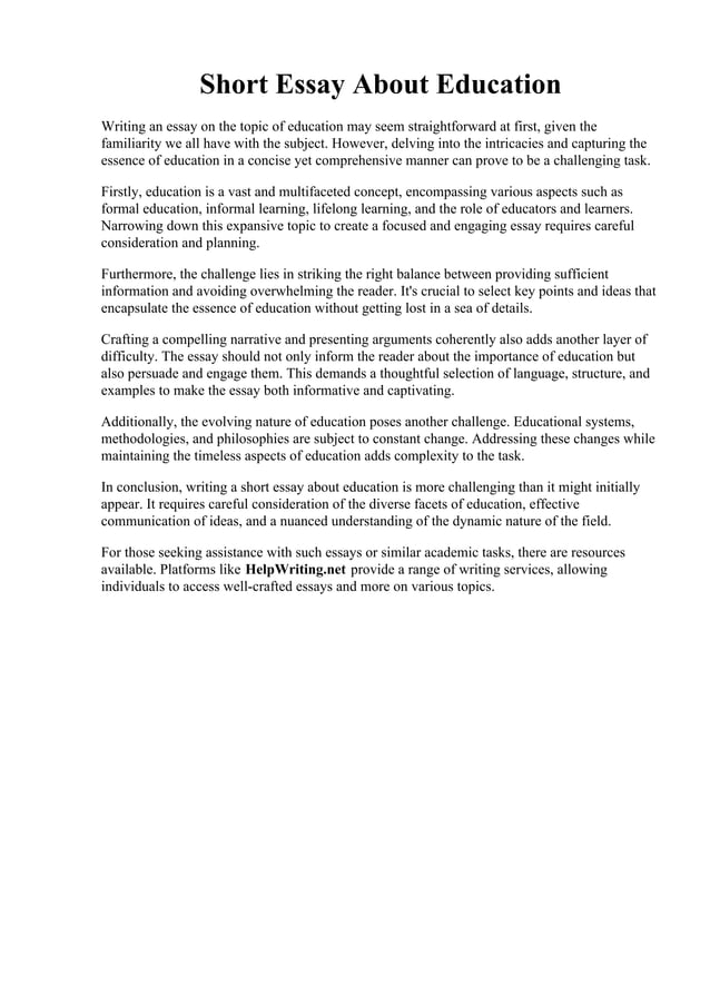 Short Essay About Education | PDF