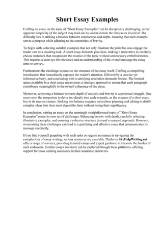 Short Essay Examples | PDF