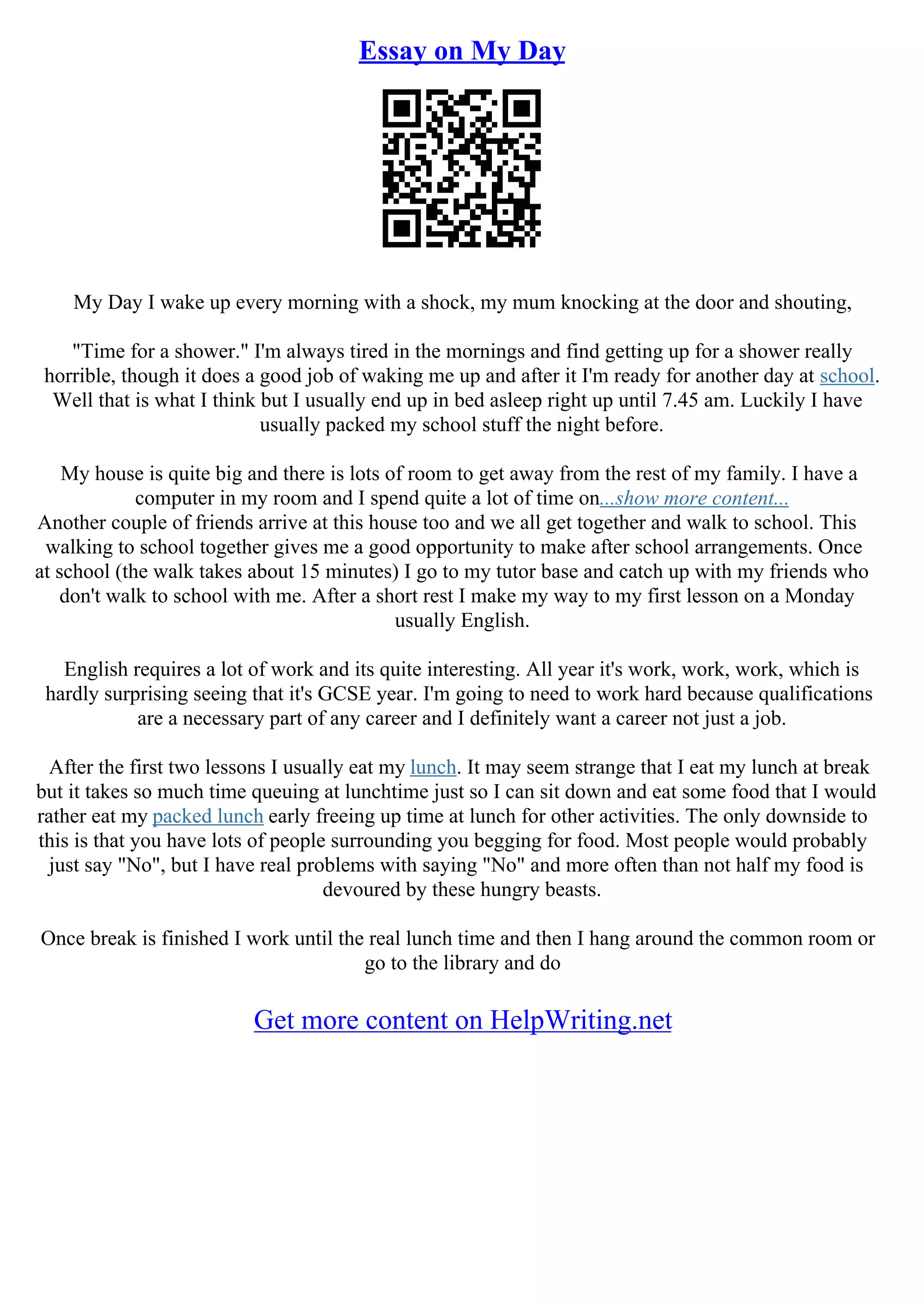 Short Essay Examples For Kids | PDF