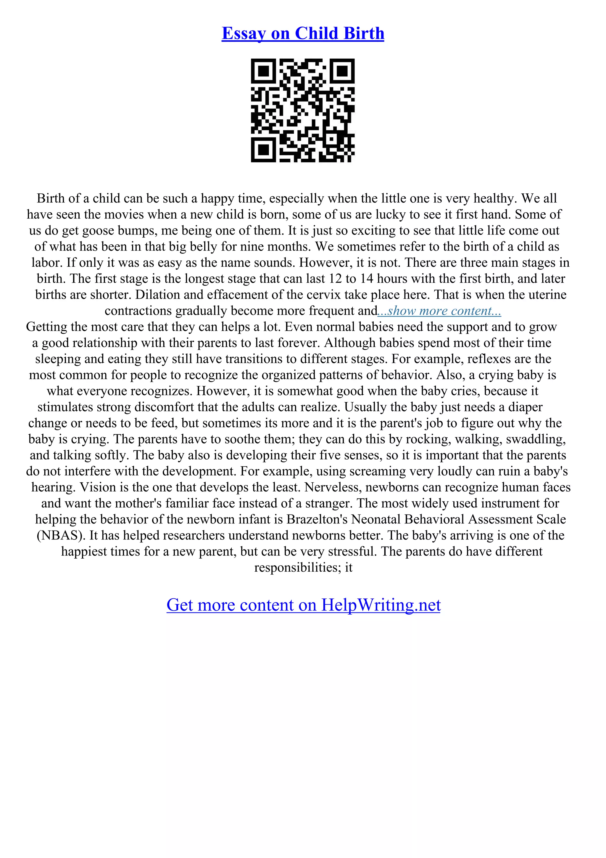 Short Essay Examples For Kids | PDF