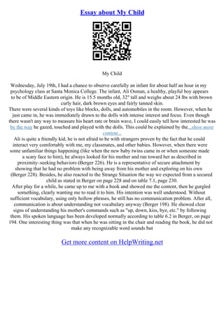 Short Essay Examples For Kids | PDF