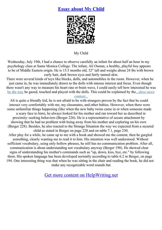 Short Essay Examples For Kids | PDF | Parenting Babies and Toddlers ...