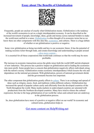 Short Essay Globalization | PDF