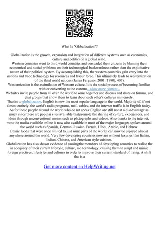 Short Essay Globalization | PDF