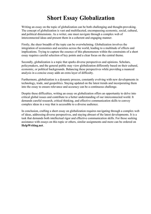 Short Essay Globalization | PDF