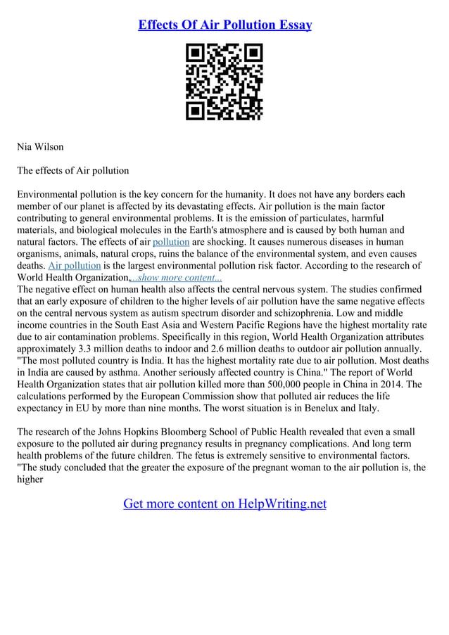 Short Essay On Air Pollution | PDF