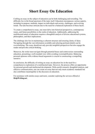 Short Essay On Education.pdf