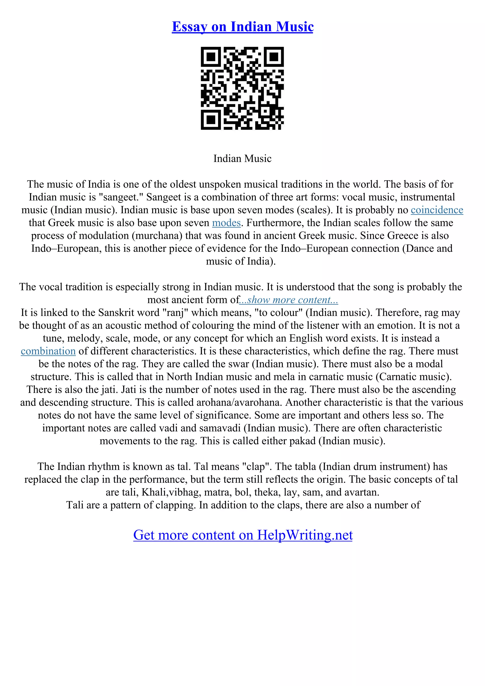 Short Essay On Indian Culture | PDF