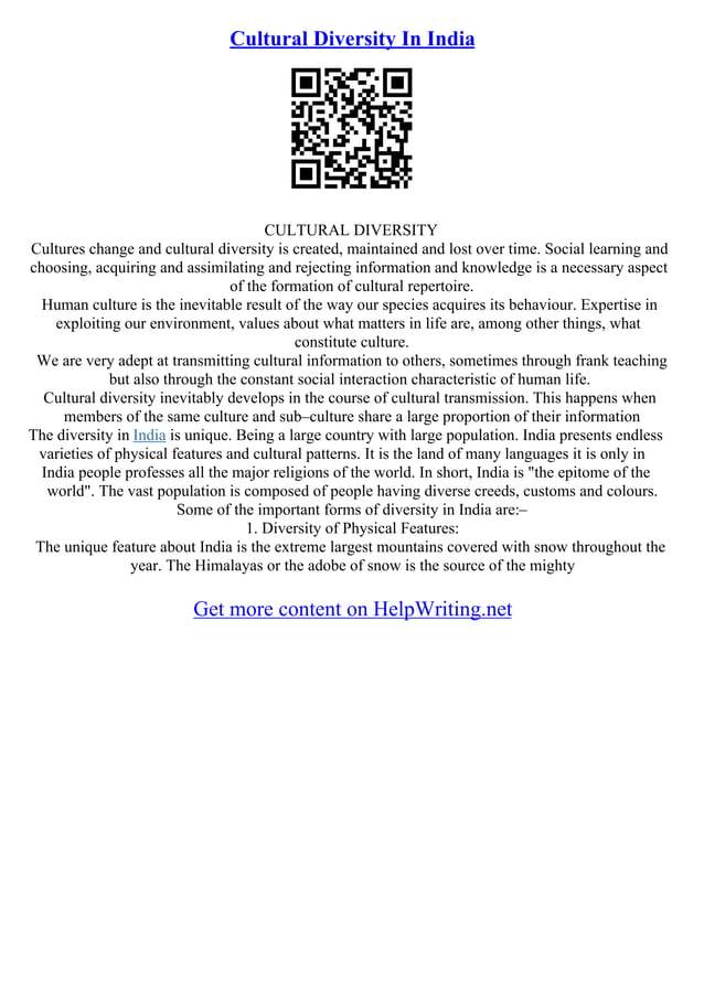 Short Essay On Indian Culture | PDF