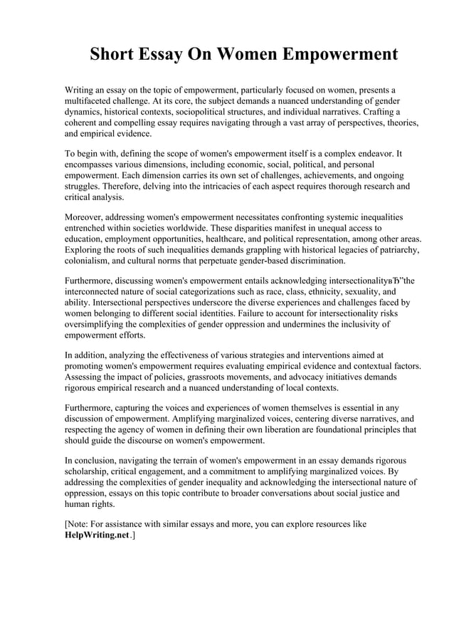 Short Essay On Women Empowerment | PDF