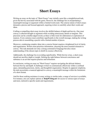 Short Essays.pdfShort Essays | PDF | Freelance Writing | Content Production
