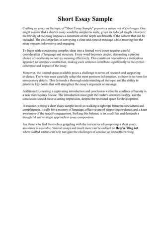 Short Essay Sample | PDF