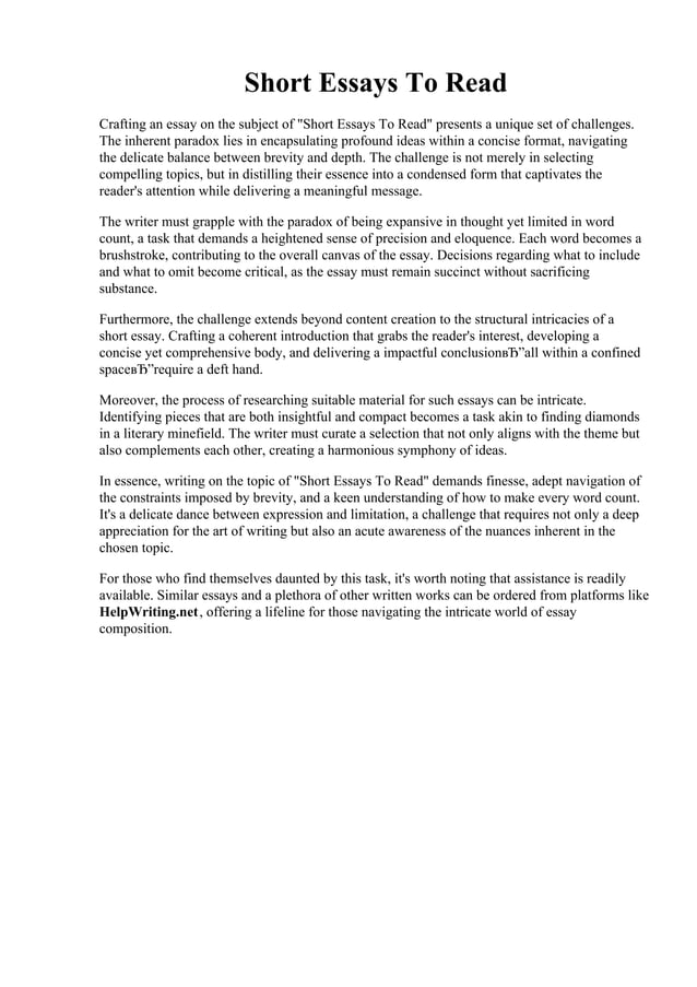 Short Essays To Read | PDF