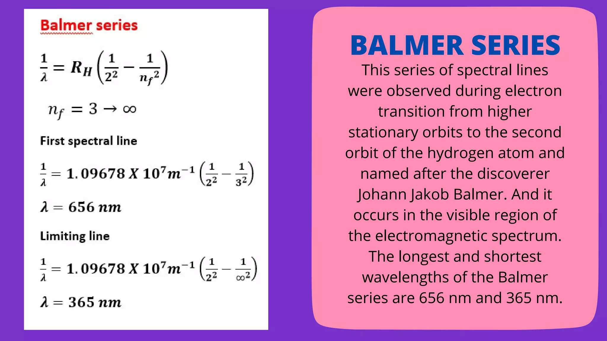 The shortest and longest wavelengths of the hydrogen spectral series | PDF