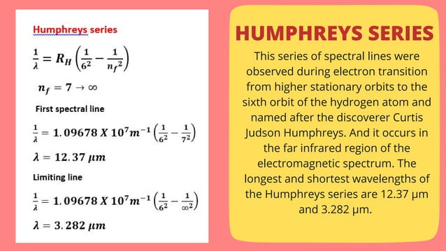 The shortest and longest wavelengths of the hydrogen spectral series