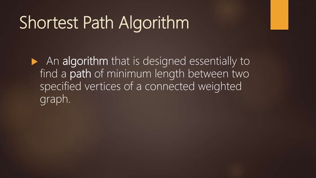 Shortest path algorithm | PPTX | Cycling | Sports
