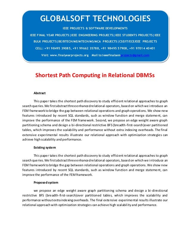 2014 Ieee Java Data Mining Project Shortest Path Computing In Relatio