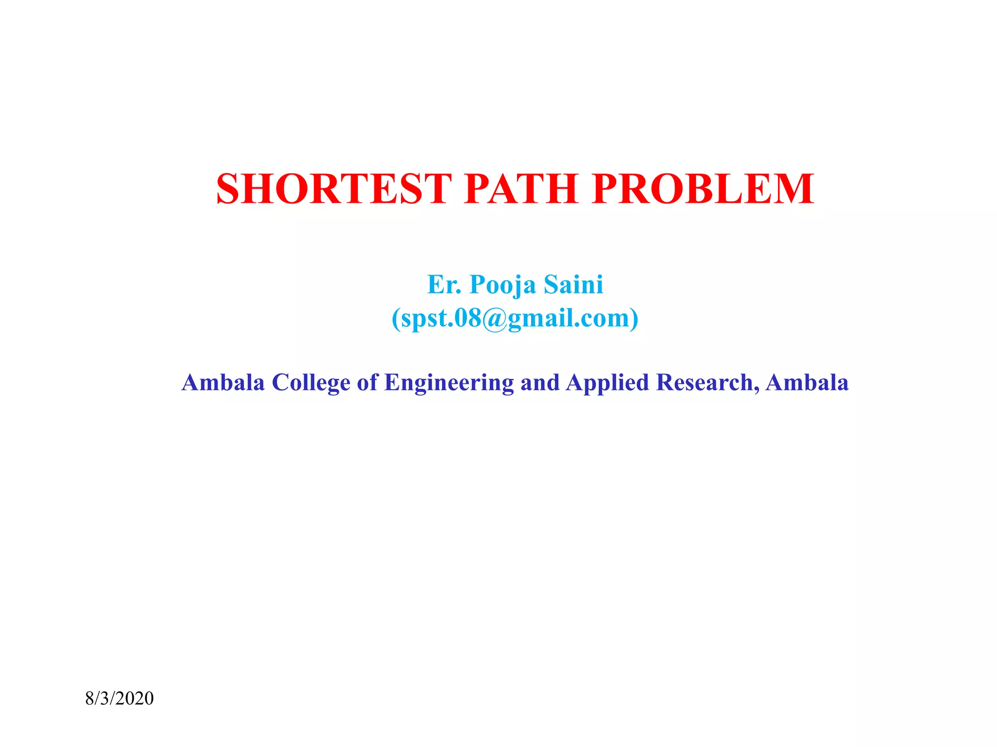 Design and Analysis of Algorithm -Shortest paths problem | PPT Design and Analysis of Algorithm -Shortest paths problem | PPT