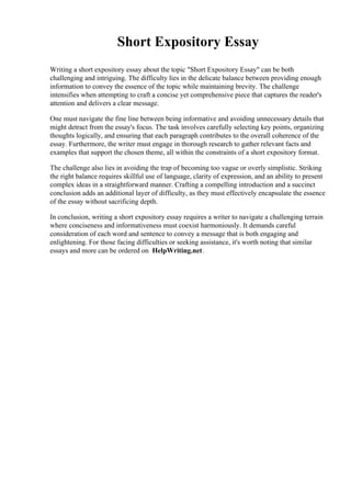 Short Expository Essay. Drexel University | PDF