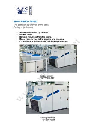 Short fibres carding | PDF