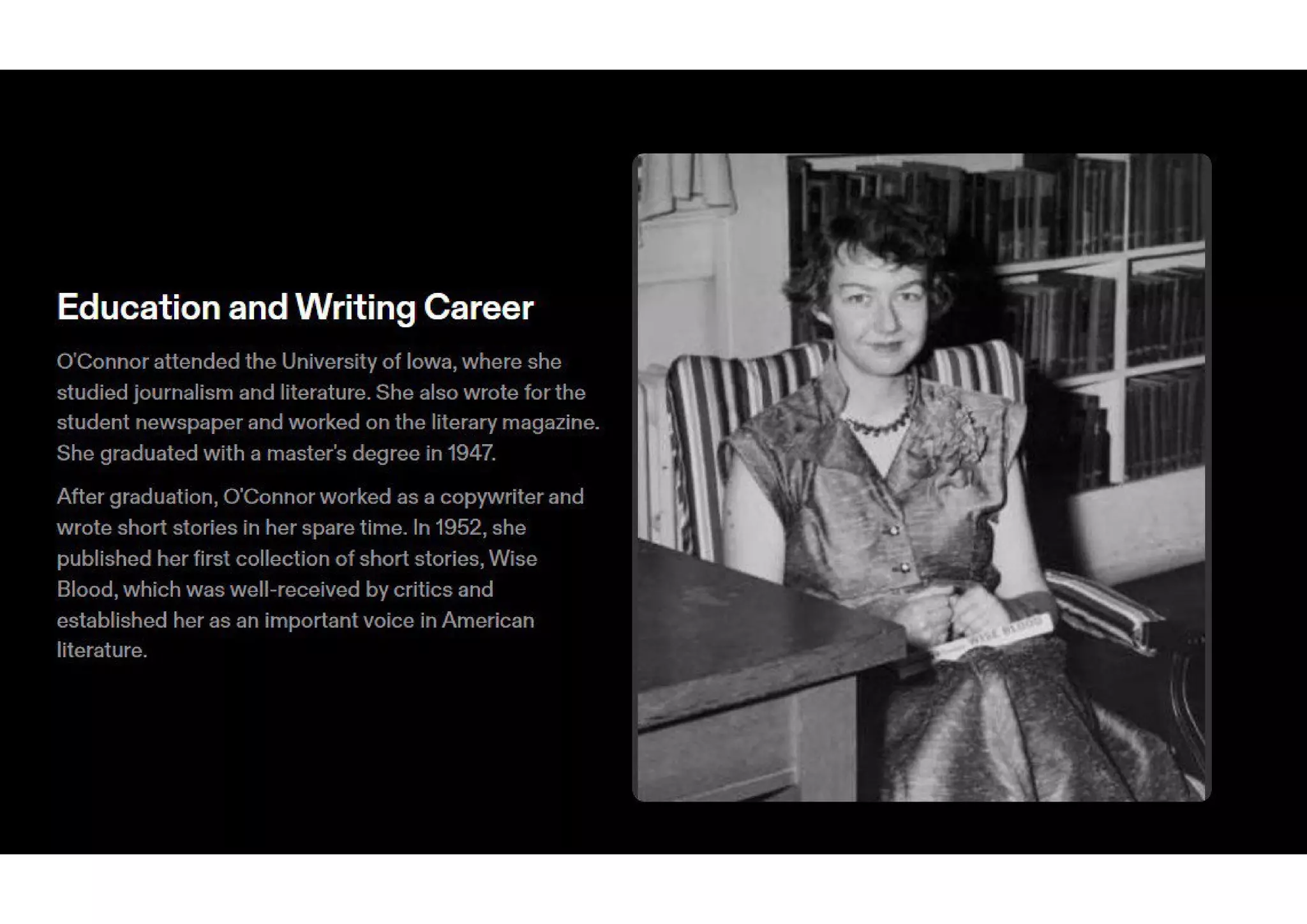 Biography: Flannery O'Connor and Summary: Everything that rises must ...