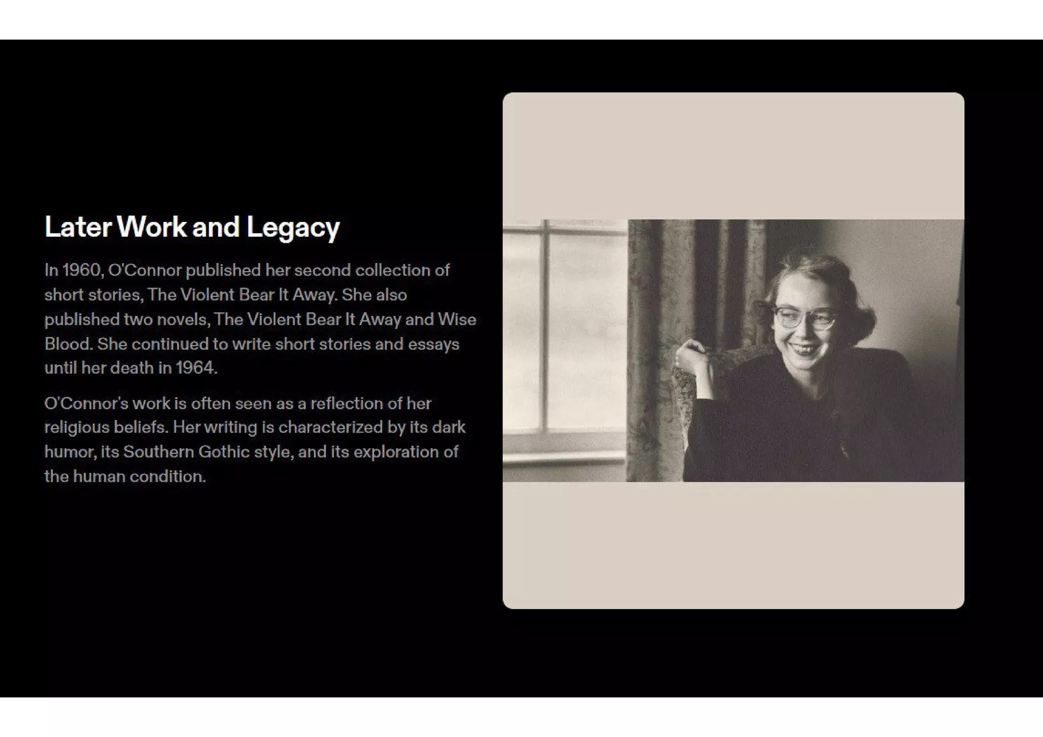 Biography: Flannery O'Connor and Summary: Everything that rises must ...
